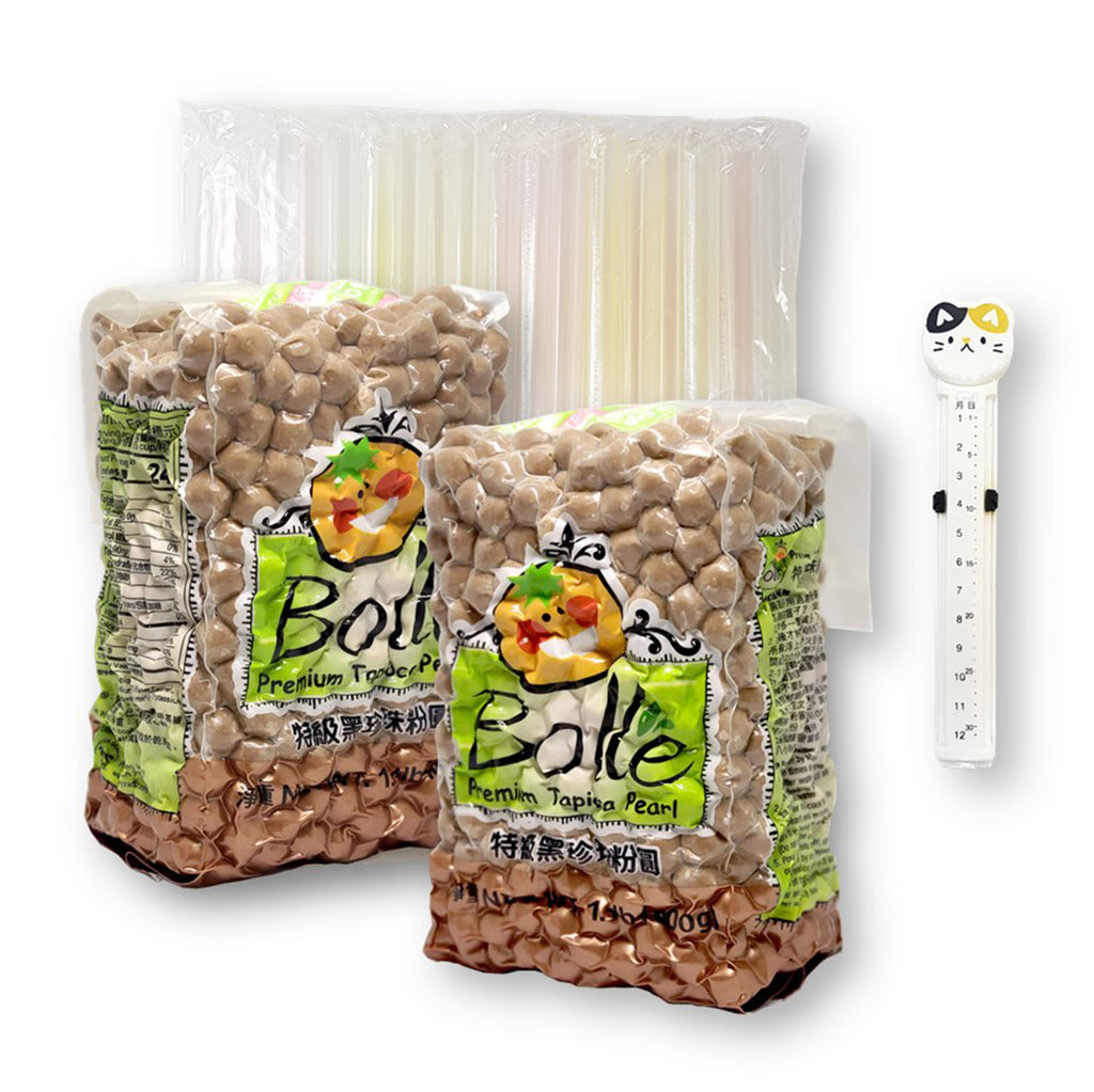 Bolle Premium Raw Black Boba Tapioca Pearls Bubble Tea Ingredient 1 lb ...