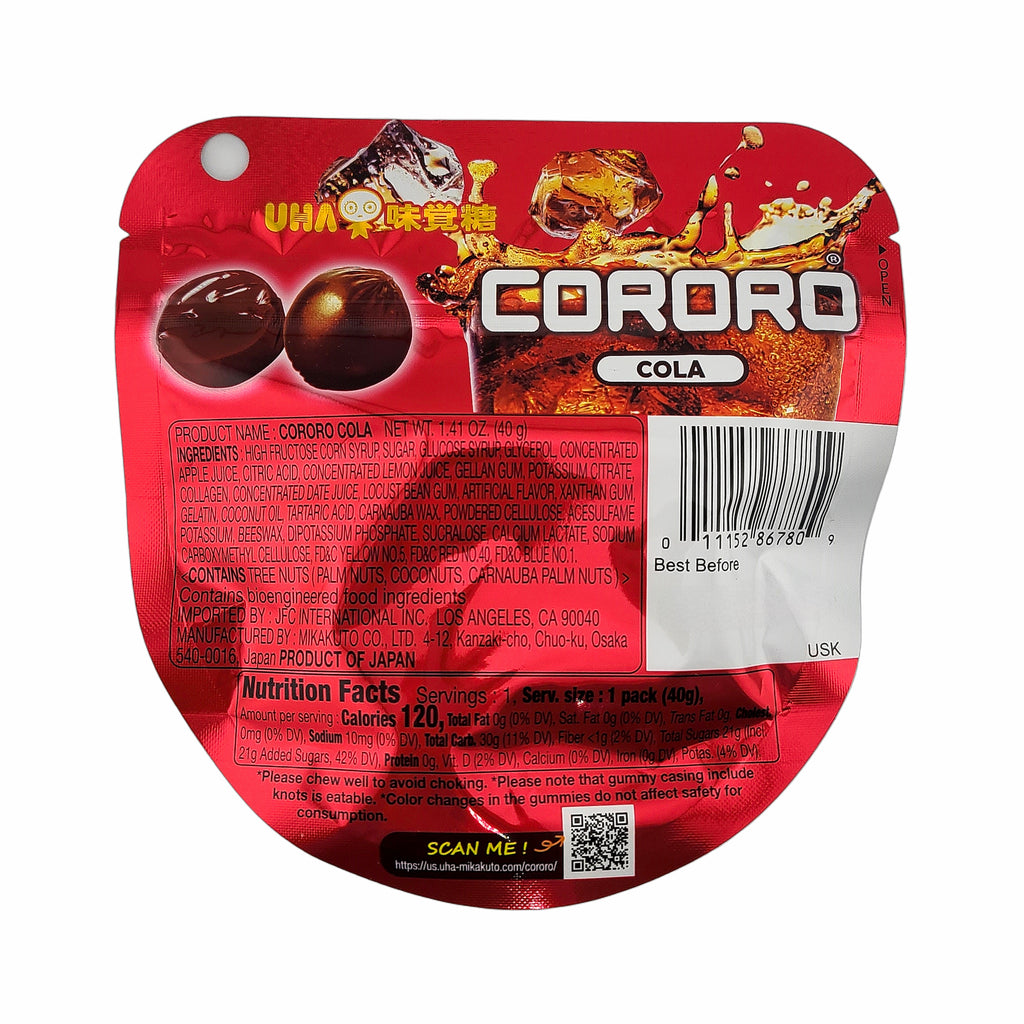 UHA Cororo Japanese Gummy Candy COLA Flavor 1.41 Oz./40 g. (Pack of 6 ...