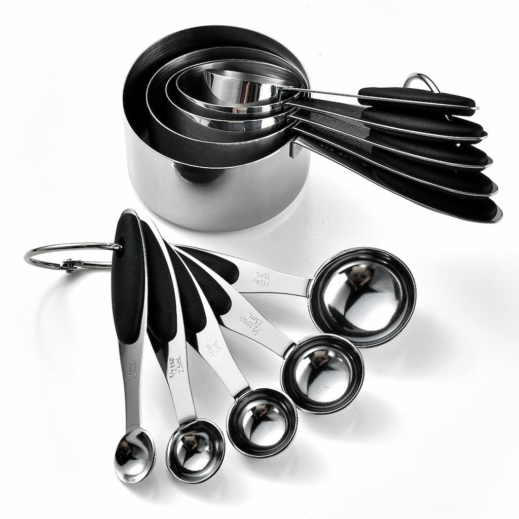 Modern Design Nesting Measuring Cups & Spoons Set BLACK Plus Mini Whis ...