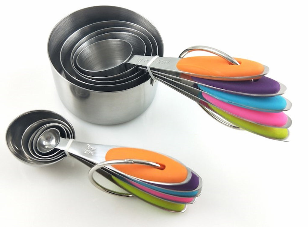 Modern Design Nesting Measuring Cups & Spoons Set MULTI-COLOR Plus Min ...