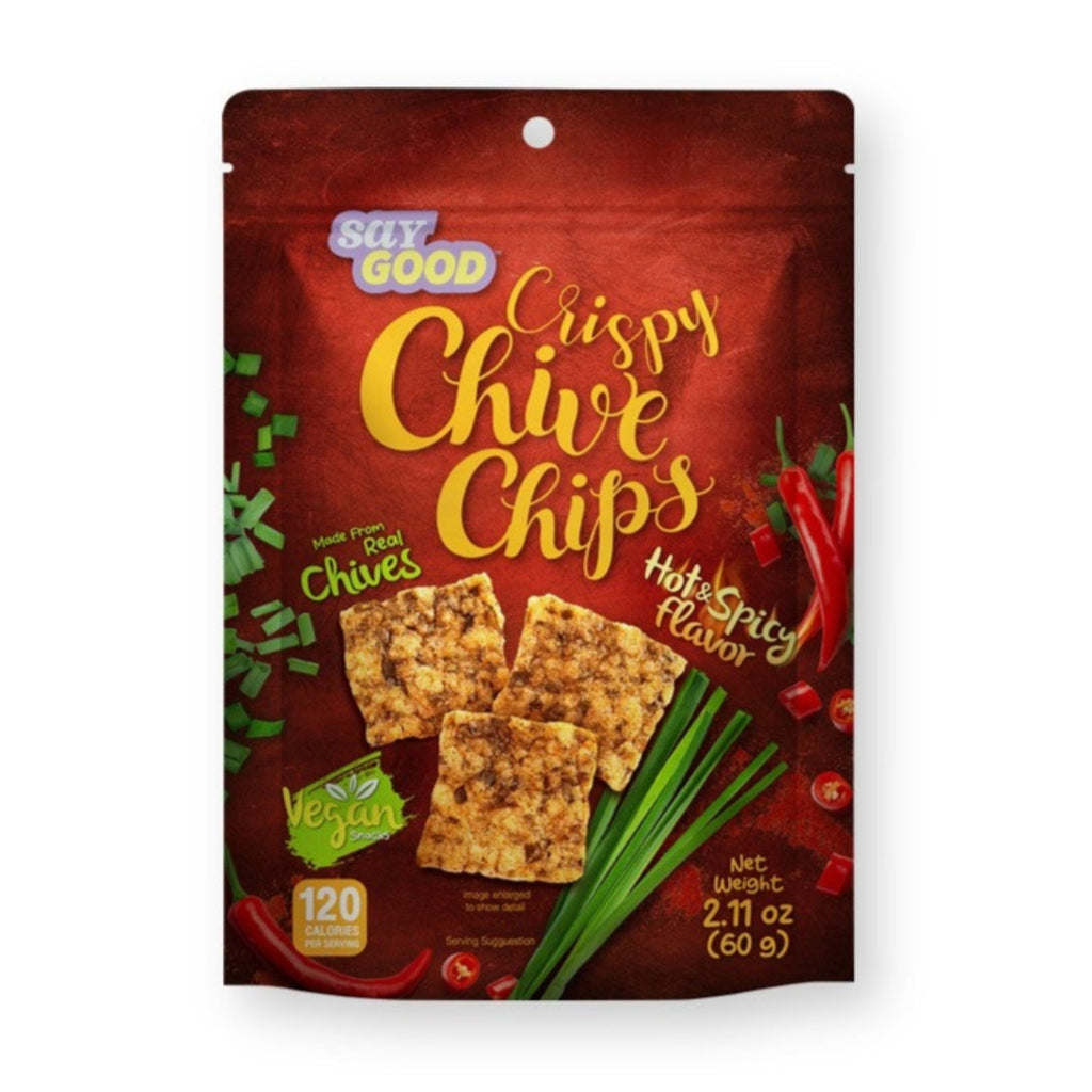 Say Good Crispy Chive Chips Hot & Spicy Flavor Vegan 2.11 Oz. (Pack of ...