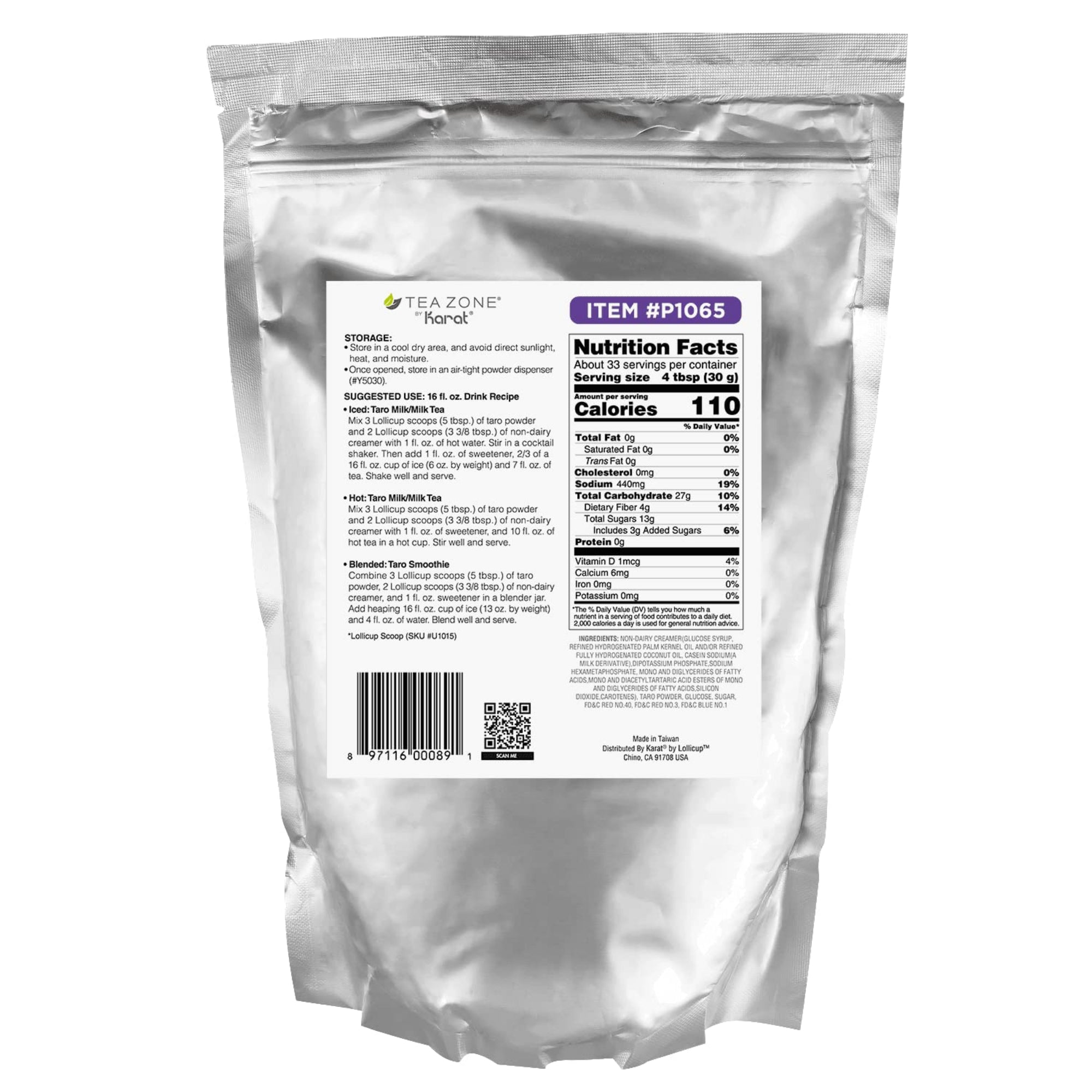 Tea Zone Taro Powder Mix for Milk Tea, Bubble Tea, Smoothies 2.2 lbs ...