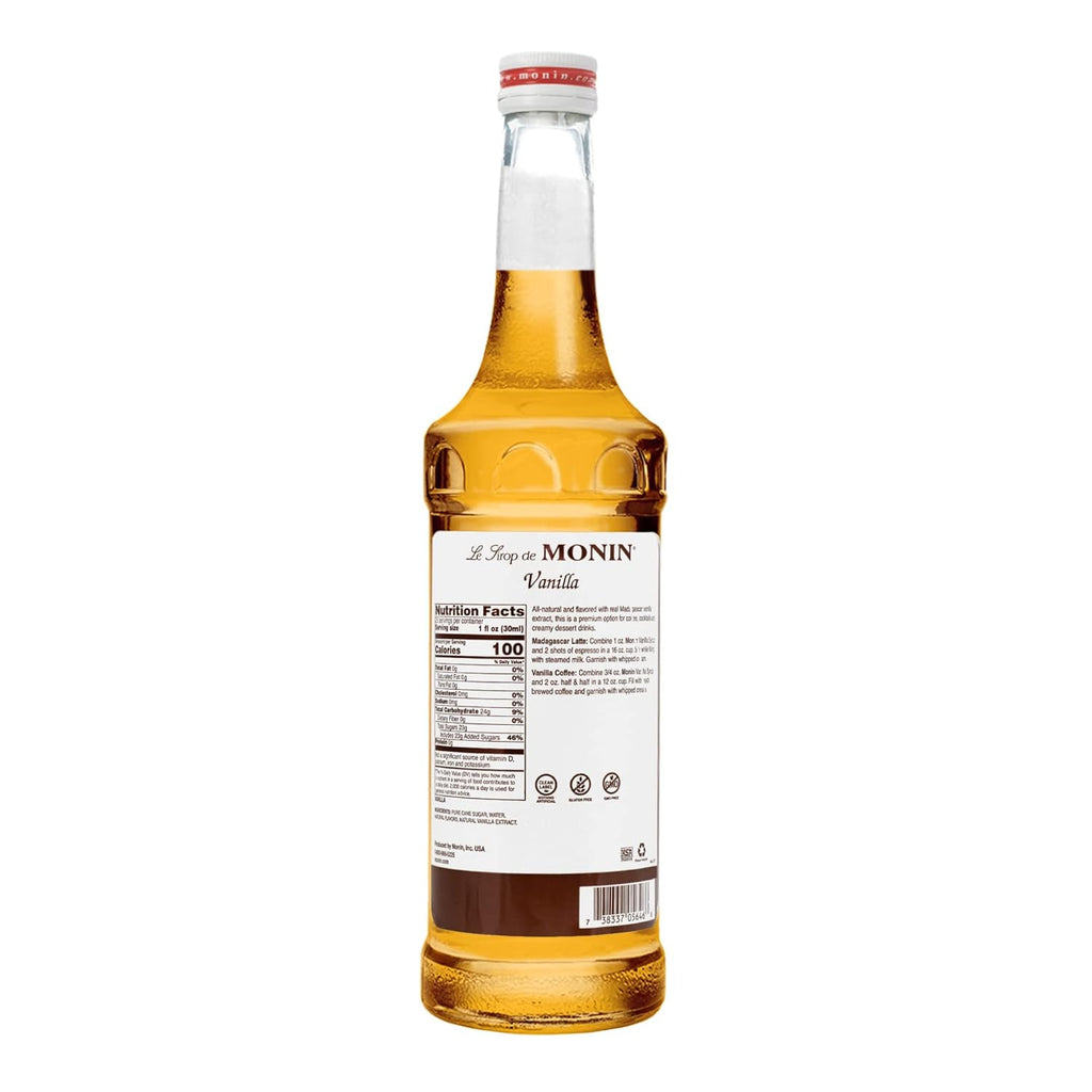 Monin Vanilla Syrup for Cocktails, Coffee, and Beverages 750 Ml. / 25 ...