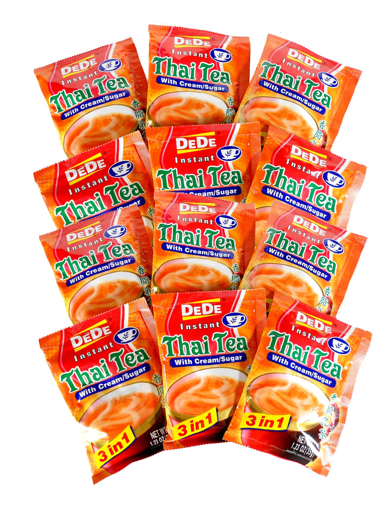 DeDe Thai Tea Instant 3-in-1 Serve Hot or Cold 1.23 Oz. X 12 (Pack of ...