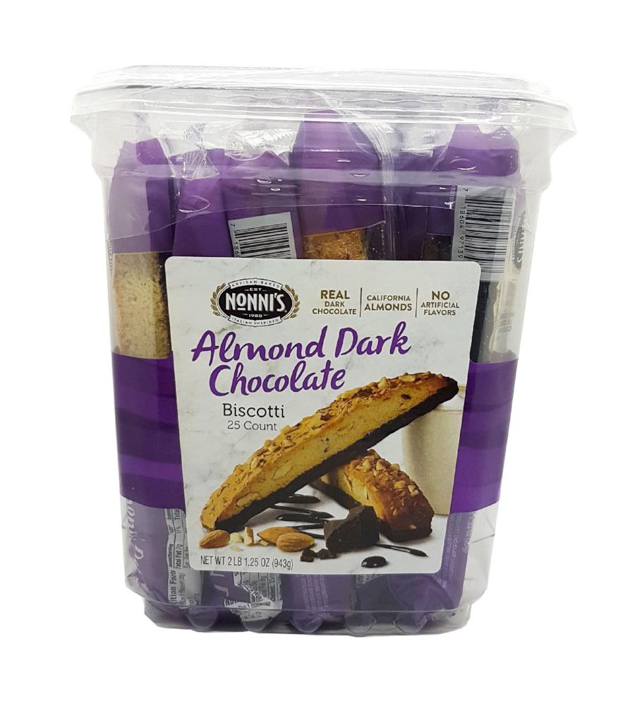 Nonni's Almond Dark Chocolate Biscotti 25 Counts Individually Wrapped ...